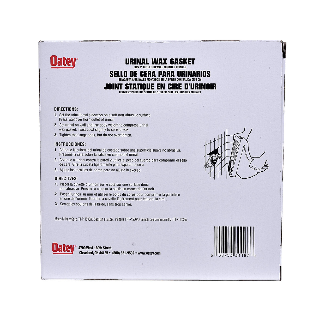 Oatey 31187 Urinal Wax Ring, 2 in