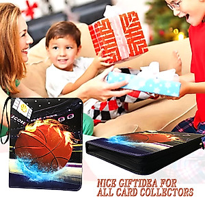 Trading Card Binder 900 Pockets, Basketball Card Binder Holder with 50 Removable Sleeves Fits 900 Sport Cards, Basketball Card Gifts Collector Album with Zipper Storage Display Case