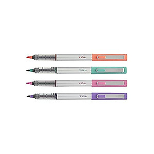 TUL Fine Liner Felt-Tip Pens, Fine Point, 1.0 mm, Silver Barrels, Assorted Inks, Pack Of 4 Pens