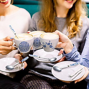 RimCereal 5 Pcs Chinoiserie Silverware Set Blue and White Porcelain Silverware Stainless Steel Utensils Set with Ceramic Handle Includes Knives Forks Spoon for Wedding High Tea Gift FOR Christmas