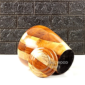 Handmade Mix Wood Urn | Cremation Ash Human Ashes Handcrefted Turn Wood Beautiful Urn | Male & Female Ashes Large Natural Wood & Natural Colour Adult Pet