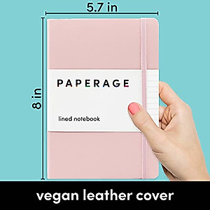 PAPERAGE Lined Journal Notebook, (Blush), 160 Pages, Medium 5.7 inches x 8 inches - 100 GSM Thick Paper, Hardcover