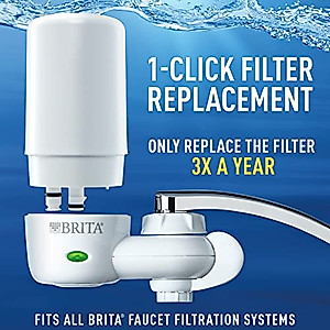 Brita Water Filter Replacements for Sink, Faucet Mount Water Filtration System for Tap Water, Reduces 99% of Lead, Basic, White, 3 Count
