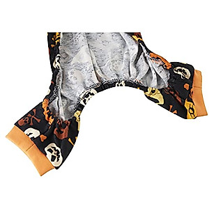 Skull Dog Pajamas Clothes Pumpkin Halloween Pet Costume for Small Dog Pajamas Onesie PJS for Pet Back Length 12"