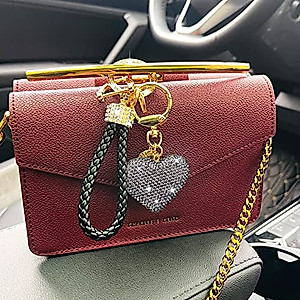 Crystal Car Keychain for Women with Bling Rhinestone Heart Shape Keychains Pendant Cute Keychain, Black Bling Heart Pretty Car key Chain Accessories for Women and Girls Gifts