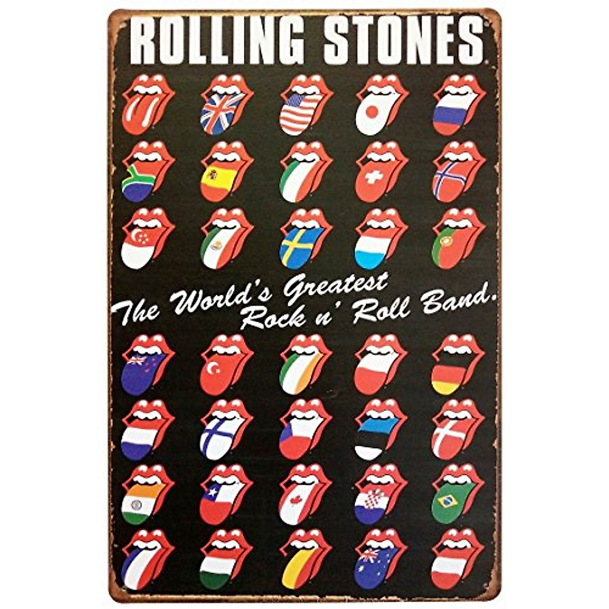 ERLOOD Rolling Stones Tin Sign Wall Retro Metal Bar Pub Poster Metal 12 X 8