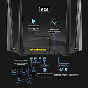 Tenda AC1200 Dual Band WiFi Router, High Speed Wireless Internet Router with Smart App, MU-MIMO for Home (AC6),Black