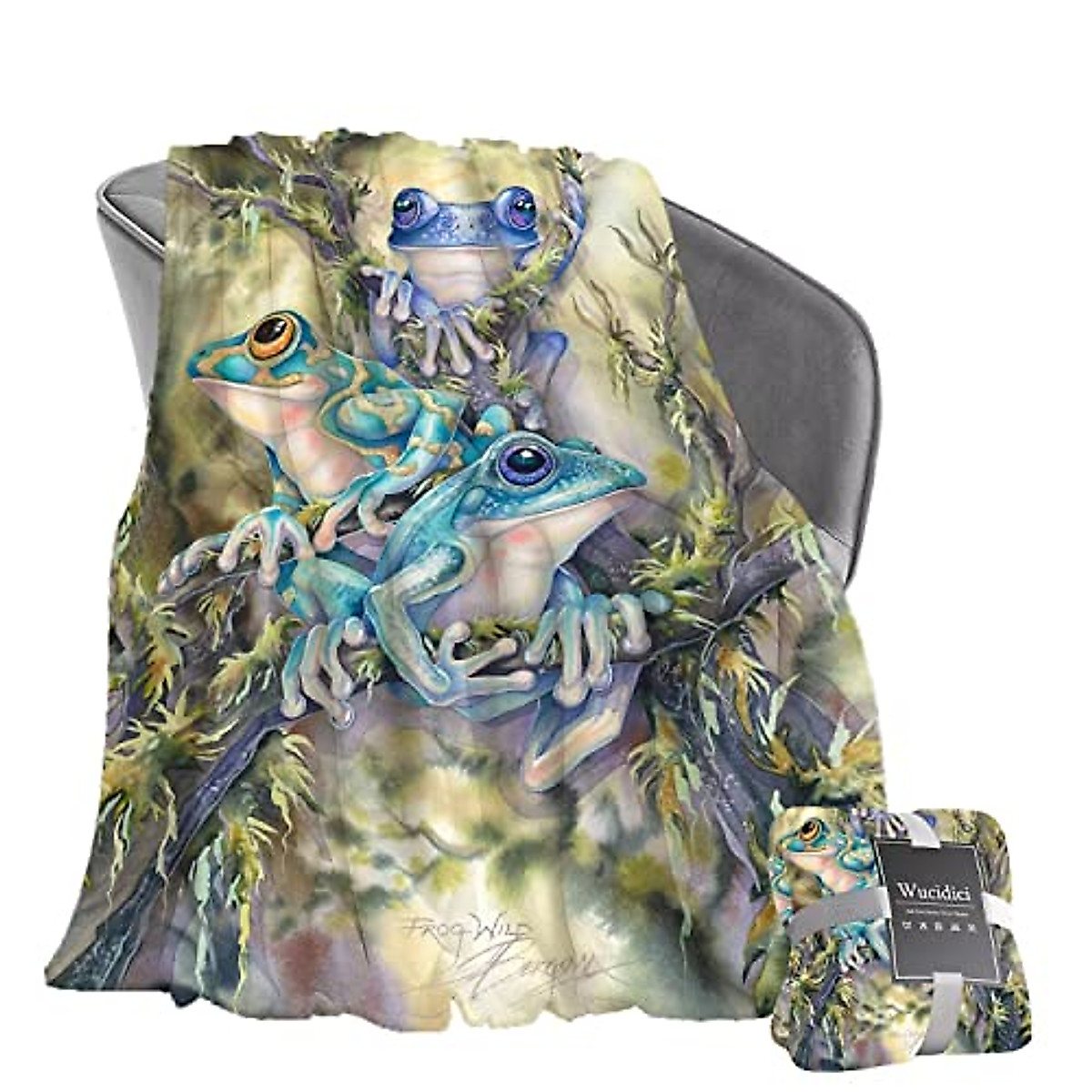 Wucidici Frog Throw Blanket for Frog Lovers, Soft Lightweight Fleece Blanket Frog Gift for Kids Boys Women, Flannel Throws Blanket for Bed Sofa Couch (50"x 60")