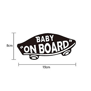 2Pcs Baby On Board Sticker for Cars Waterproof, Funny Safety Baby On Board Sign Decal for Kids Reflective Design for Car,Skateboarding