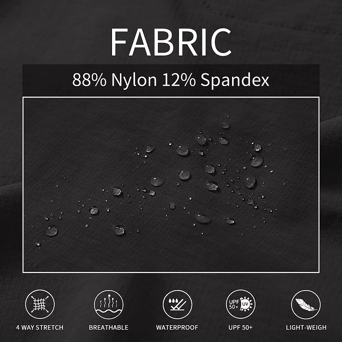 CQC Women's Outdoor Hiking Shorts - Lightweight Quick Dry Cargo Shorts,UPF 50+, Water Resistant,4 Pockets Black XXL