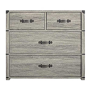 Little Seeds Nova 4 Drawer Storage Grey Dresser, Gray Oak
