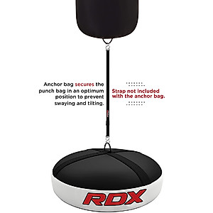 RDX Floor Anchor for Punch Bag Double end Speed ball, Non Tear Maya Hide Leather, Heavy Duty D Ring, Easy Zipper Closure, Maximum Swing Reduction for Boxing MMA, Muay Thai, Kickboxing Training Bags