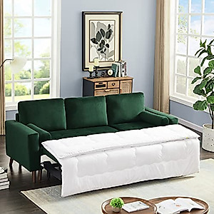 i-POOK L-Shaped Sectional Sofa, 88" Modern Velvet Upholstered Accent Sofa with Reversible Storage Chaise and 2 Pillows Sectional Couch for Living Room Bedroom Apartment, Green