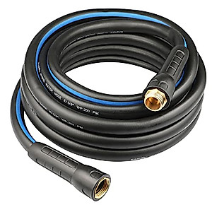 EADUTY Hybrid Garden Hose 5/8 IN. x 25 FT, Heavy Duty, Lightweight, Flexible with Swivel Grip Handle and Solid Brass Fittings, Gray+Blue
