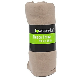 LexiHome 50x60 Soft Fleece Throw Blanket, Throw Blanket for Couch, Travel, Bed, Any Room, Travel Essentials, Fleece Travel Blanket, Lightweight Blanket, Fall Blankets & Throws, Cozy Blanket (Tan)