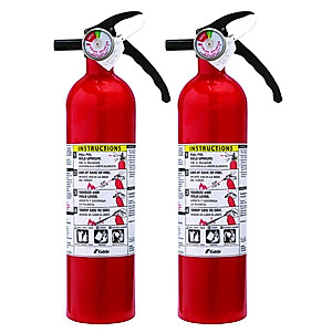 2 Set Kidde FA110 Multipurpose Fire Extinguishers 2 Pack - Red, (Rating 1-A:10-B:C) - Updated - Includes Custom Stickers (2)