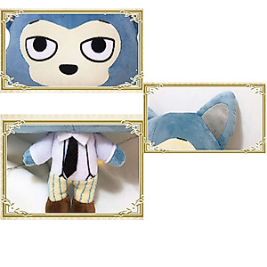 Lopbraa Wolf Plush Blue Wolf Stuffed Plushie Anime Figure Toy Home Table Decor Gift for Kids 12“