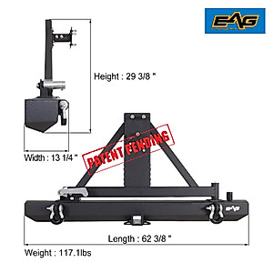 EAG Classic Rear Bumper with Tire Carrier Black Textured Fit for 87-06 Wrangler TJ YJ