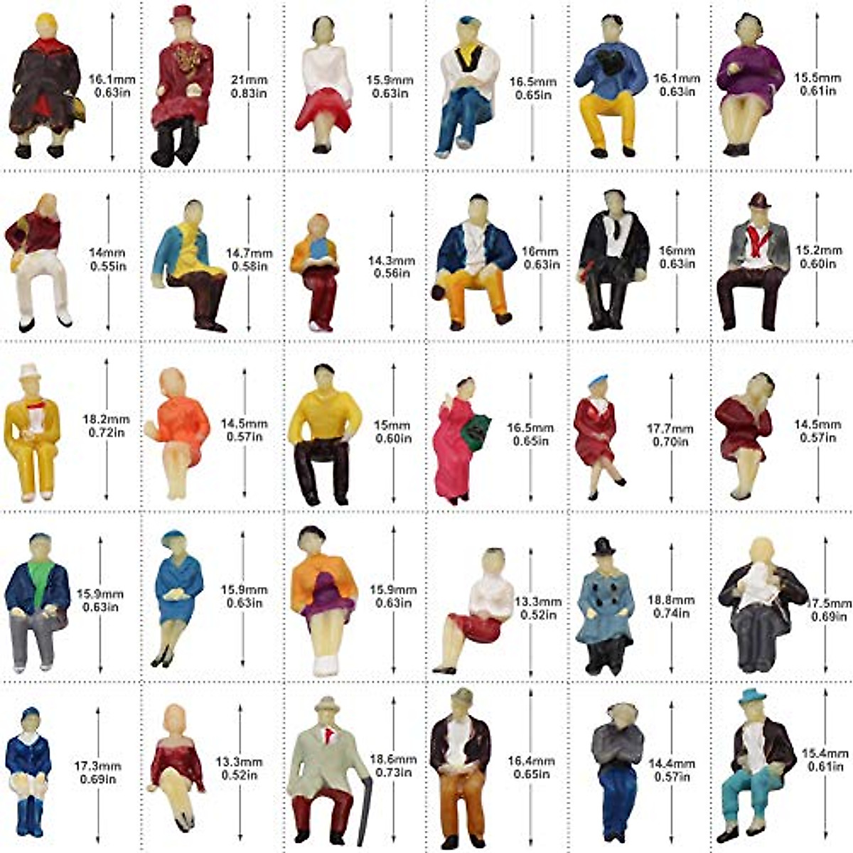 P8711 60pcs HO Scale 1:87 All Seated People Sitting Figures Passengers Model Desktop Decoration