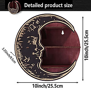 ZWIFEJIANQ Wooden Moon Shelf, 25cm Crescent Moon Shelf for Crystals Boho Hanging Moon Shelf, Crescent Moon Shelf Wood Floating Shelf Moon Wall Mounted Shelf for Crystal Stone Essential Oil Display