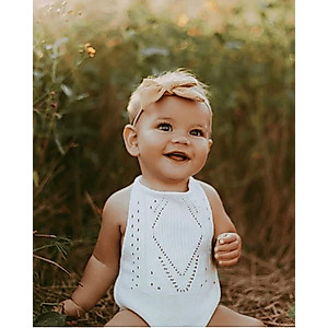 Bailey's Blossoms Trendy Drake Crochet Halter Romper Snap Closure Gardenia 0-3 Months