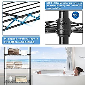 Dlewmsyic Wire Shelving with Wheels, 5 Layer 750 Lbs Capacity 60" Hx30 Lx14 W Metal Storage Shelf, Black