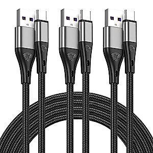 USB Type C Cable Fast Charging,3pack 10ft Premium Nylon Braided 3A Rapid Charger Quick Cord,Type C to A Cable Compatible for Samsung Galaxy S21 S20 S10 S9 S8 Plus,Note 20 10 9 8, LG V50 V40 G8 G7