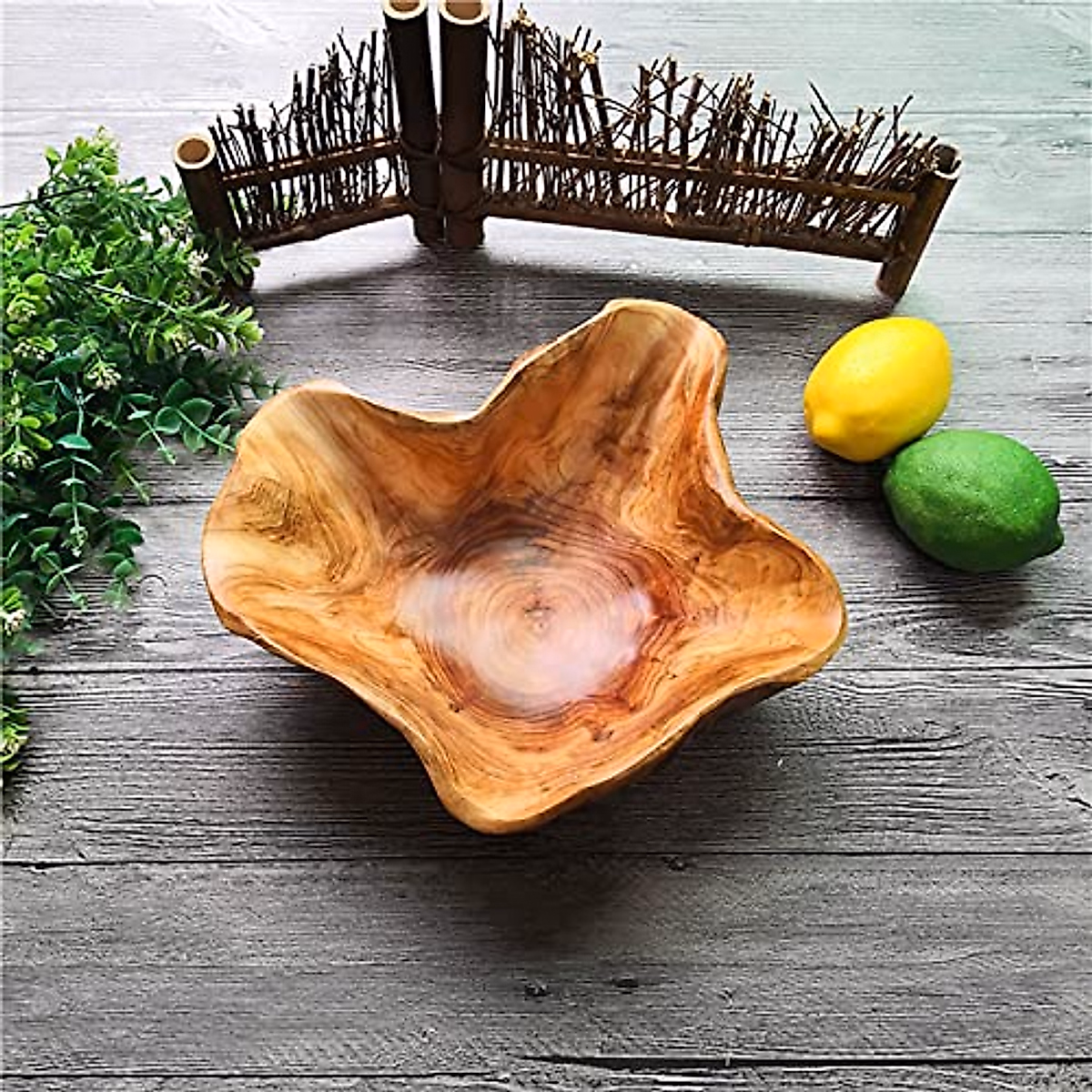Creative Wood Bowl Root Carved Bowl Handmade Natural Real Wood Candy Serving Bowl 10"-12"