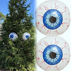 Giant Inflatable 4D Eye Balls, Halloween Decorations, Scary Tree Ornaments, 2 Pack, Blue