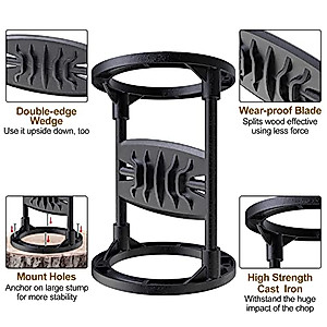 PooLuck 2023 Newest Firewood Kindling Splitter, Kindling Log Wood Splitter Cracker, Cast Iron Manual Log Splitter Wedge with Double-Edge Wood Splitting Wedge, Heavy Duty Firewood Splitter Wood Cracker