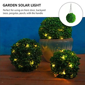 Beaupretty Solar Grass Ball Light Decorative Grass Balls Green Solar Lights Outdoor Artificial Topiary Plant Round Grass Flower Garland Decorations Garden Solar Lamp Warm White Plastic Lob