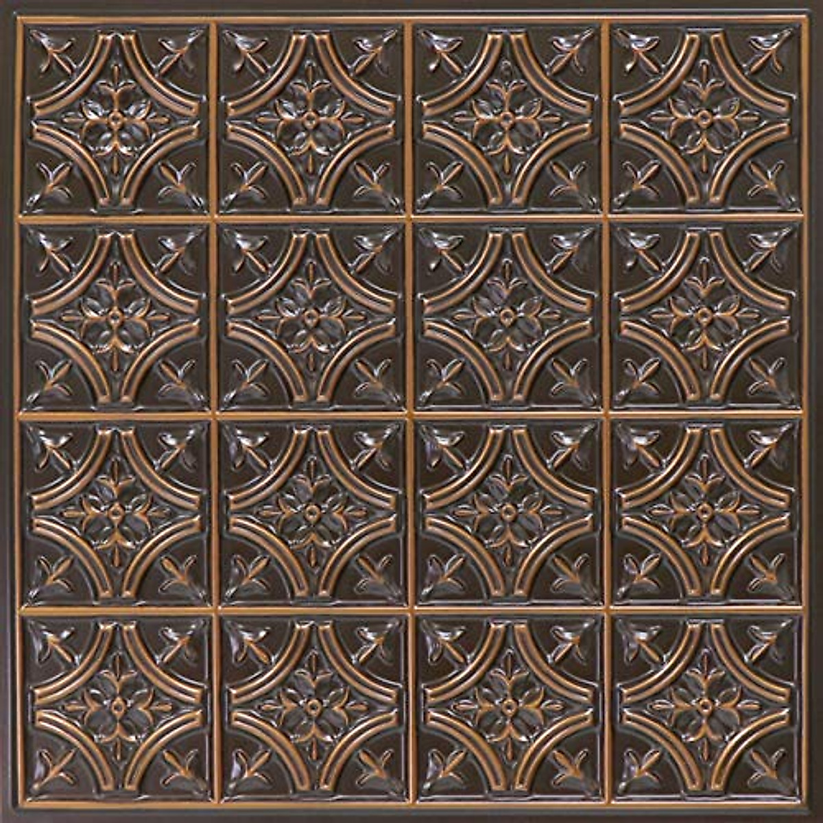 From Plain To Beautiful In Hours 290 Scarlette PVC 2' x 2' Lay-in Ceiling Tile (Covers / 100 sq.ft), Antique Copper, 25 Piece