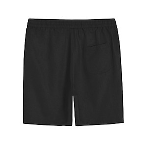 Weintee Men's 7" Inseam Linen Shorts with Pockets 2X Black