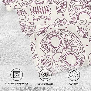 ALAZA Pink Sugar Skull Day of The Dead Hand Towels for Bathroom 1OO% Cotton 2 pcs Face Towel 16 x 28 inch, Absorbent Soft & Skin-Friendly