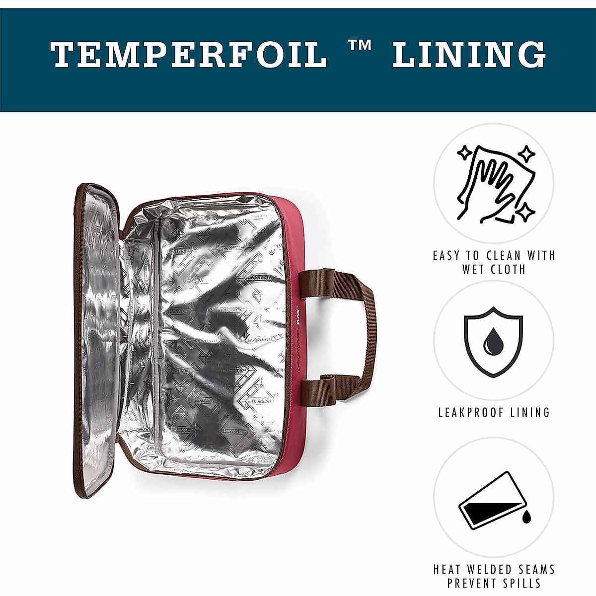 Rachael Ray Lasagna Lugger, Thermal Insulated Casserole Carrier for Hot or Cold Food, Lugger Tote for Pockluck, Parties, Picnic, and Cookouts, Fits 9" x 13" Baking Dish, Burgundy