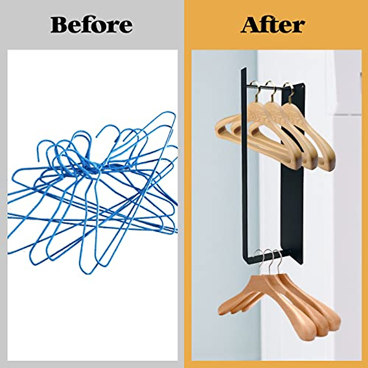 Hlimior Magnetic Hanger Organizer,Hanger Storage Rack for Washing Machine Rack,Hanger Stacker for Closet Laundry Room,Space Saving Clothes Hanger Storage Rack（Black）