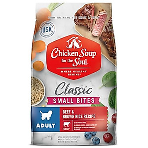 Chicken Soup For The Soul Classic Dry Small Bites Adult Dog Food, Beef & Brown Rice Recipe, 4.5 Pound Bag | Soy Free, Corn Free, Wheat Free, Small Breed Dog Food Made with Real Ingredients