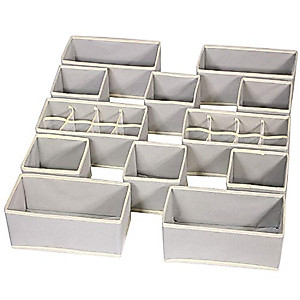 Set of 12 Foldable Drawer Organizer Dividers Cloth Storage Box Closet Dresser Organizer Cube Fabric Containers Basket Bins for Underwear Bras Socks Panties Lingeries Nursery Baby Clothes Grey NN246