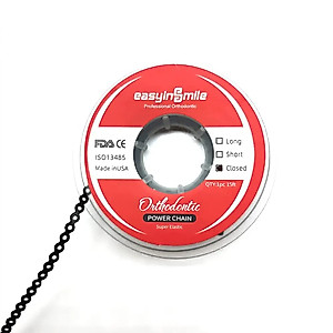 Dental Orthodontic Elastic Rubber Power Chain Braces Bands Short/Long/Close for Teeth Braces (Short, Black)