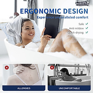 Bath Pillow Full Body, SurSoul Quick-Drying Spa Pillow for Tub, Bathtub Pillow with Soft PVC, Bath Bed with Suction Cups