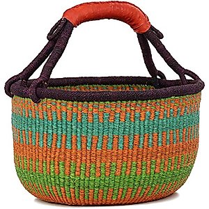 Fair Trade Ghana Bolga African Large Market Basket 16-17.50" Across X 9-11" Tall (plus handle), GB01L.66676