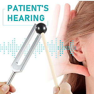 Tuning Fork Sets (128Hz, 256Hz, 512Hz) of 3 Pack with Reflex Hammer for Chakra/Healing/Medical/Sound Therapy/DNA Repair, Gift for Buddhists