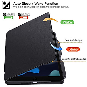 ZtotopCases for iPad 9th/8th/7th Generation 10.2 Inch, [5 Magnetic Stand Angles + Pencil Holder + Highly Shockproof +Auto Wake/Sleep], Premium PU Leather Cover for iPad 10.2 inch 2021/2020/2019, Black
