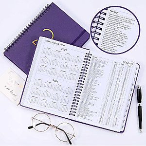 2023 Planner - Weekly Monthly Planner 2023, 2023 Planner with Tabs, January 2023 - December 2023, 6.45" x 8.45", Flexible Cover with Twin-Wire Binding, Banded - Purple