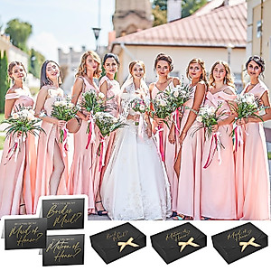 WLUSEAXI 16 Pieces Bridesmaid Proposal Box Set, 8 Pack Bridesmaid Boxes & Cards, Matron of Honor Proposal Gift Box, Maid of Honor Box, Will You be My Bridesmaid Box for Bridesmaids Gifts (Black)