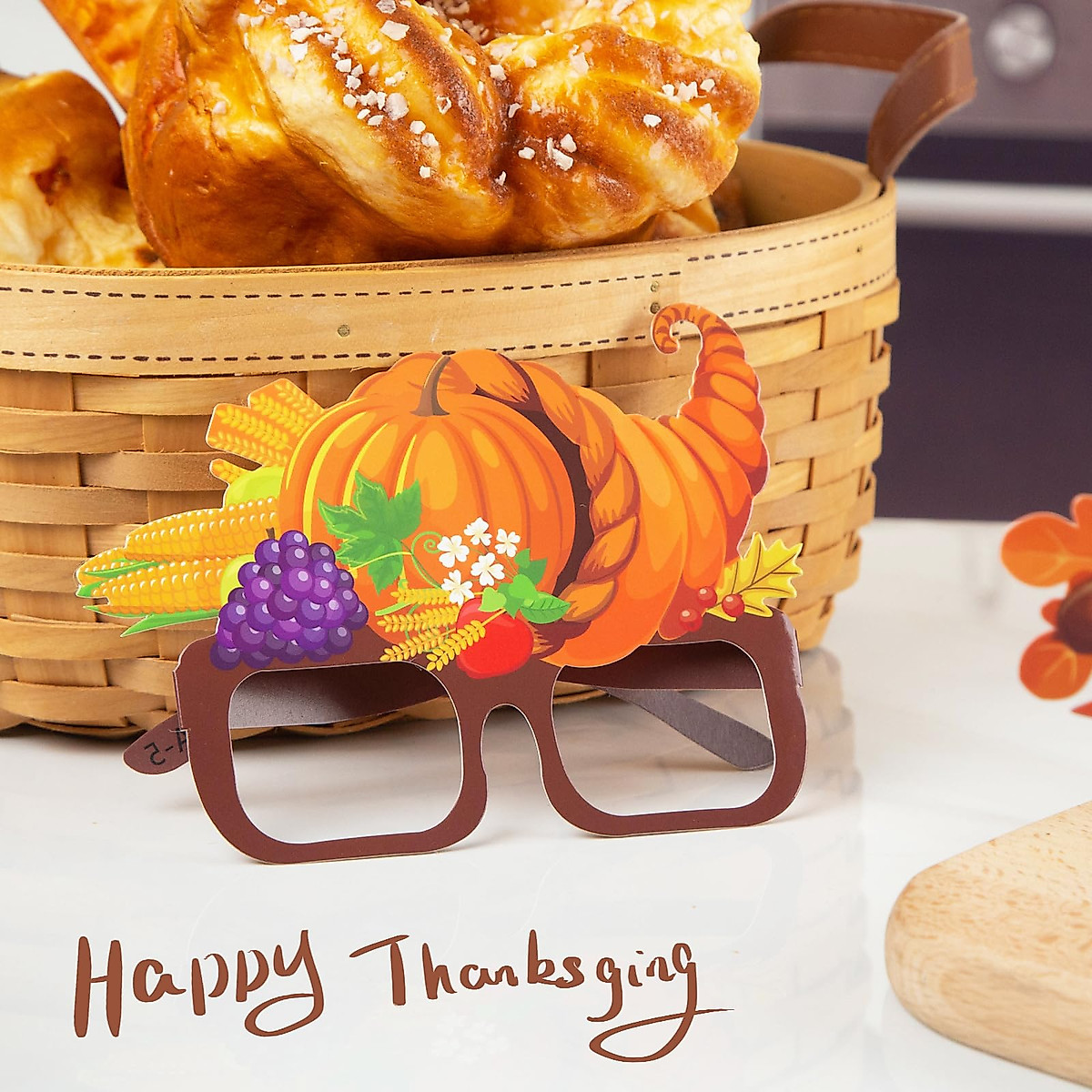 AMOR PRESENT 24PCS Thanksgiving Turkey Eyeglasses, Turkey Eyewear Frame Party Photo Props Thanksgiving Paper Glassess for Kids Adults Thanksgiving Day Party Favors