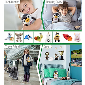 DolliBu Penguin Stuffed Animal with Baseball Plush - Soft Huggable Penguin, Adorable Playtime Plush Toy, Super Soft Plush Doll Animal Toy for Kids and Adults - 8 Inches