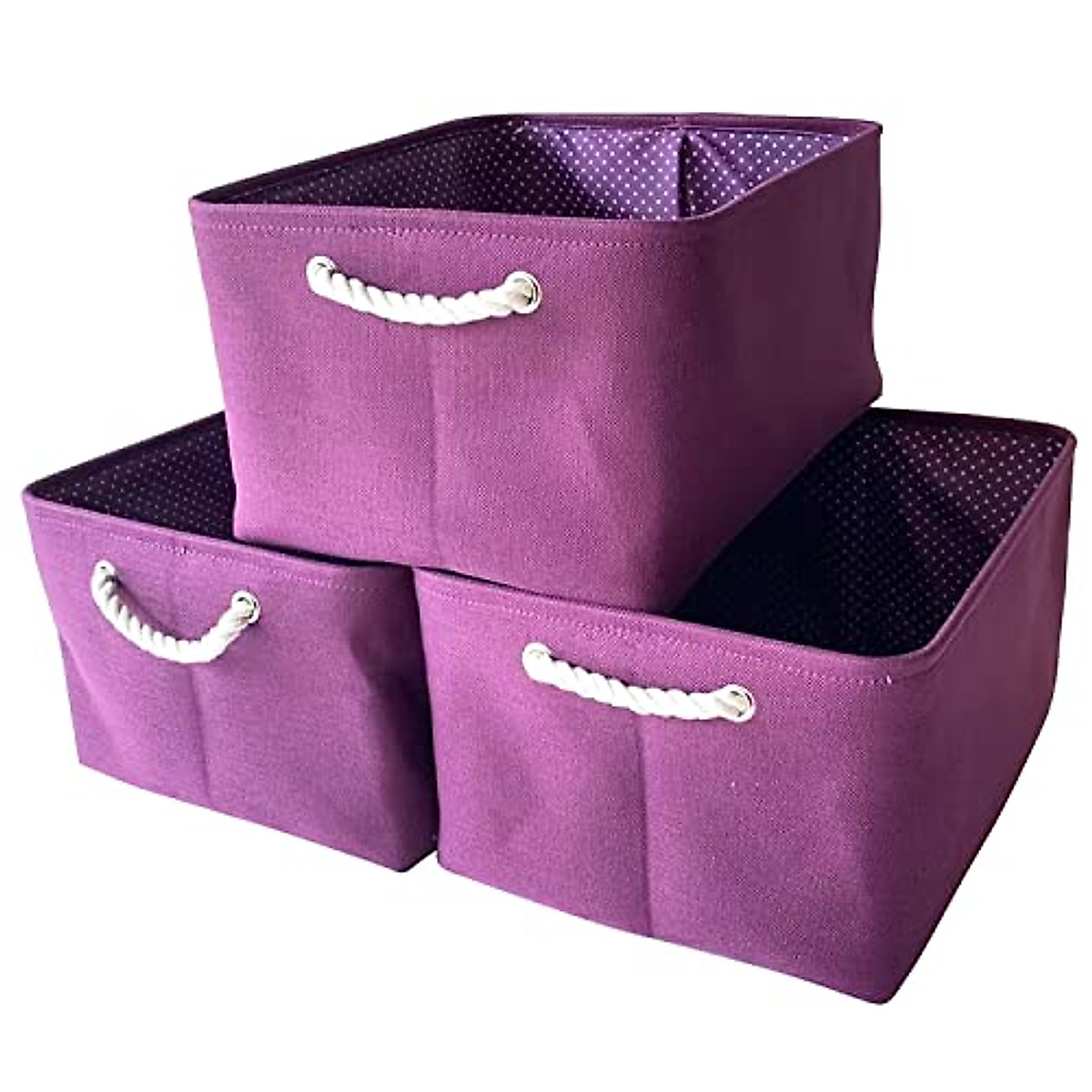 ITALIA 3pack Large Collapsible Fabric Basket Purple, Size: 18 x 14 x 10"H