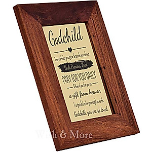 Christening Baptism Gift - Prayer Bible Verse Engraved on Framed Brass Gold Metal Plate, Spiritual Goddaughter Godson Godchild Gift - Christening Keepsake Holy Spirit