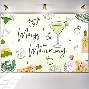 Wonmelody Margs and Matrimony Bachelorette Decorations Backdrop Margarita Backdrop Banner Cinco De Mayo Mexican Fiesta Banner Bridal Shower Party Supplies for Cactus Engagement Wedding Carnival